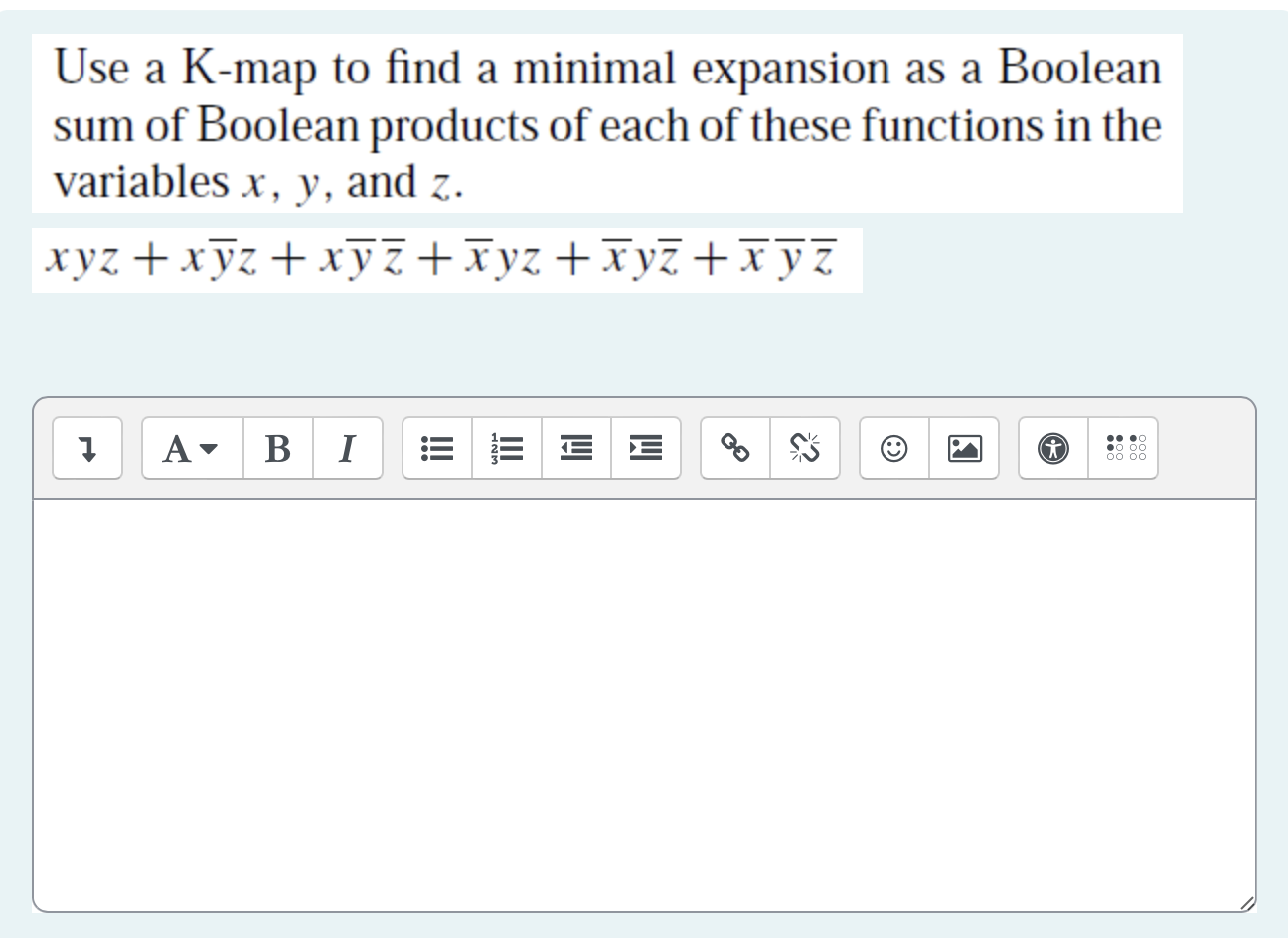 Solved Use A K Map To Find A Minimal Expansion As A Boolean