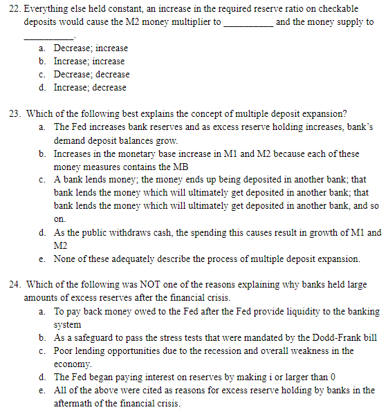Solved 22. Everything else held constant, an increase in the | Chegg.com