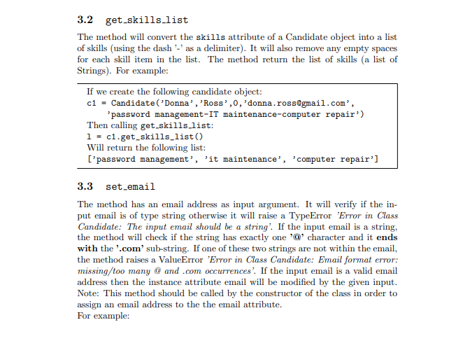 Solved 3 Class Candidate [27 points] Define a class | Chegg.com