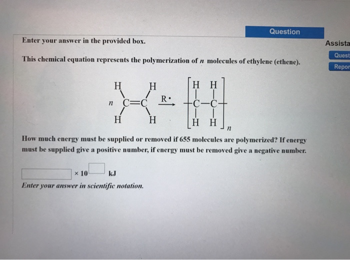 This chemical equation represents the polymerization | Chegg.com