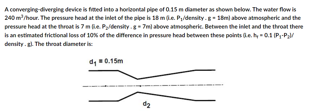 Solved A converging-diverging device is fitted into a | Chegg.com