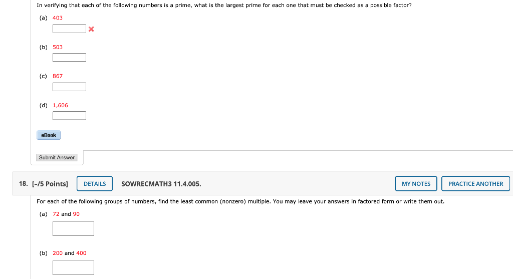 Solved In verifying that each of the following numbers is a | Chegg.com