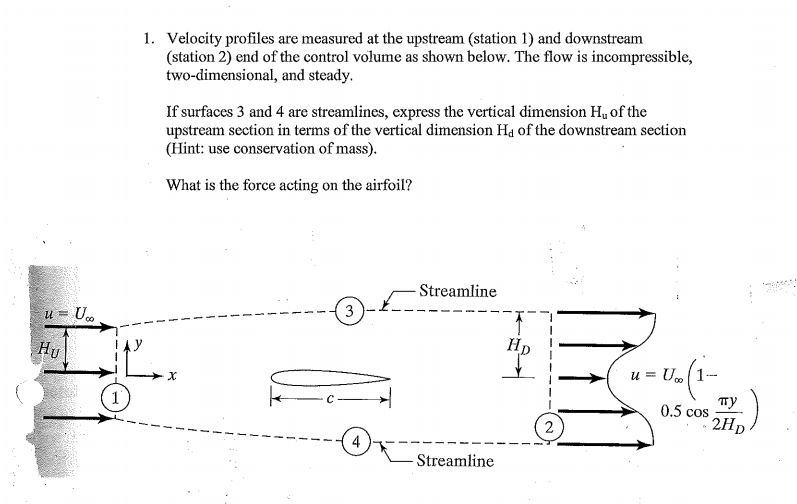 Solved 1. Velocity profiles are measured at the upstream | Chegg.com