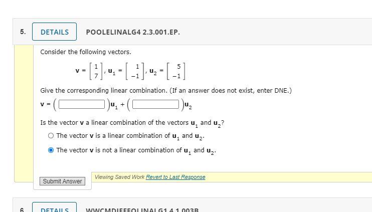 Solved Consider the following vectors. v = 1 7 , u1 = 1 −1 , | Chegg.com Solved Consider the following vectors. v = 1 7 , u1 = 1 −1 , | Chegg.com