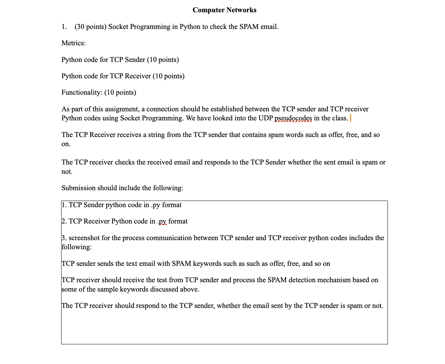 Solved Computer Networks(30 ﻿points) ﻿Socket Programming in | Chegg.com