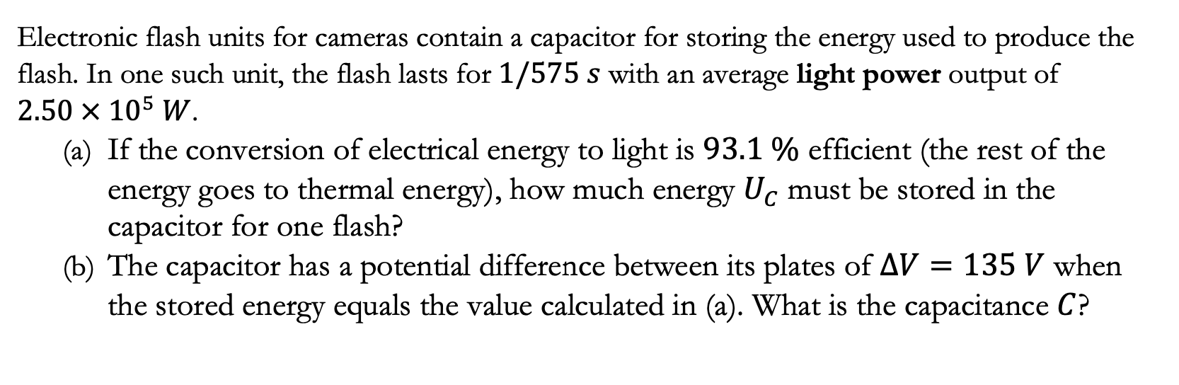 Solved Electronic flash units for cameras contain a | Chegg.com