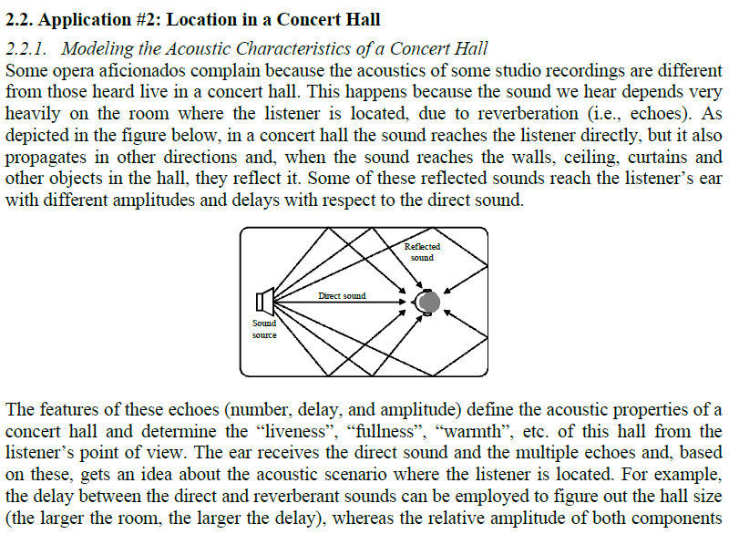 2.2. Application #2: Location in a Concert Hall | Chegg.com