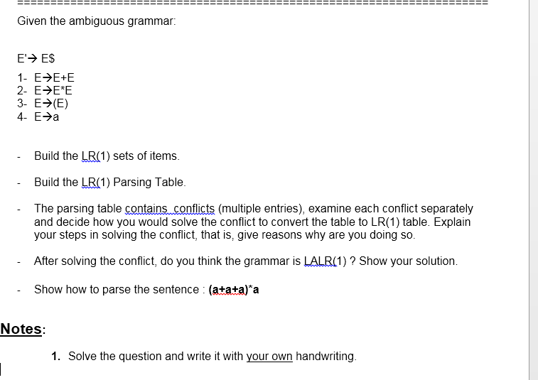 Solved Given the ambiguous grammar: It is related to | Chegg.com