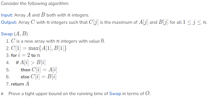 Solved Consider the following algorithm: Input: Array A and | Chegg.com