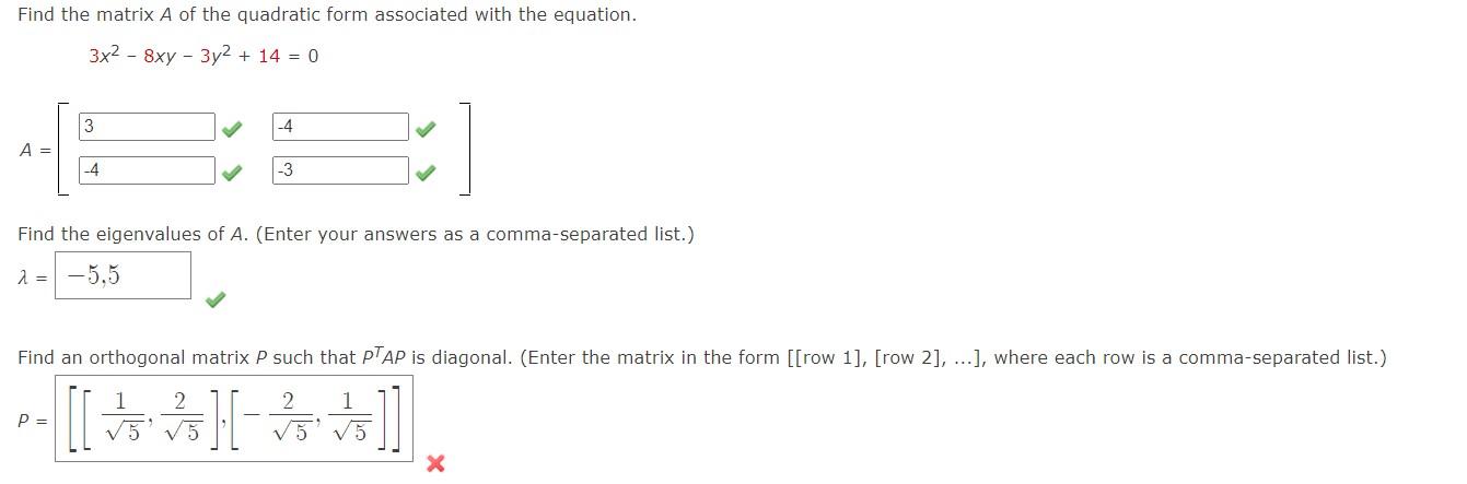 Solved Find the matrix A of the quadratic form associated | Chegg.com
