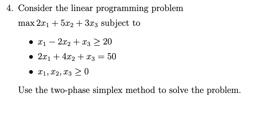 Solved 4. Consider the linear programming problem | Chegg.com