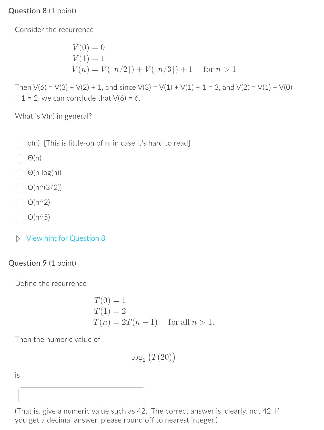 Solved Consider the recurrence | Chegg.com