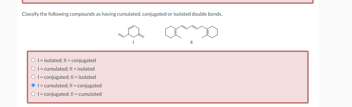 Solved Classify the following compounds as having cumulated, | Chegg.com