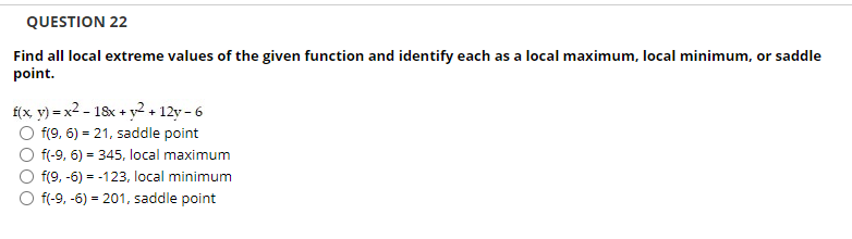 Solved Find all local extreme values of the given function | Chegg.com