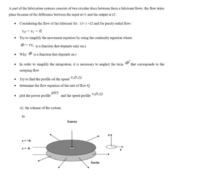 Solved A part of the lubrication systems consists of two | Chegg.com