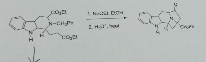 Solved CO2Et 1. NaOEt, EtOH N-CH2Ph 2. H30, heat CH2Ph CO2Et | Chegg.com