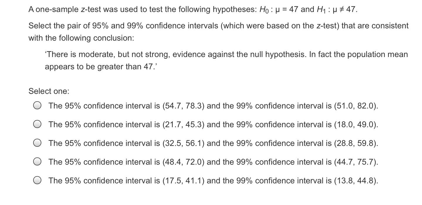 Solved A one-sample z-test was used to test the following | Chegg.com