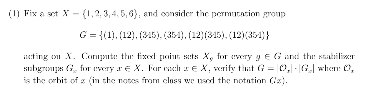 Solved (1) Fix a set X={1,2,3,4,5,6}, and consider the | Chegg.com
