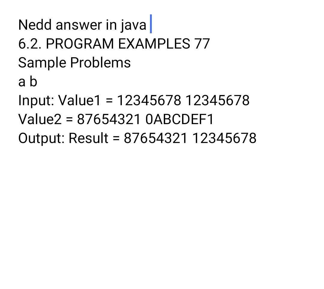 Nedd answer in java 6.2. PROGRAM EXAMPLES 77 Sample | Chegg.com