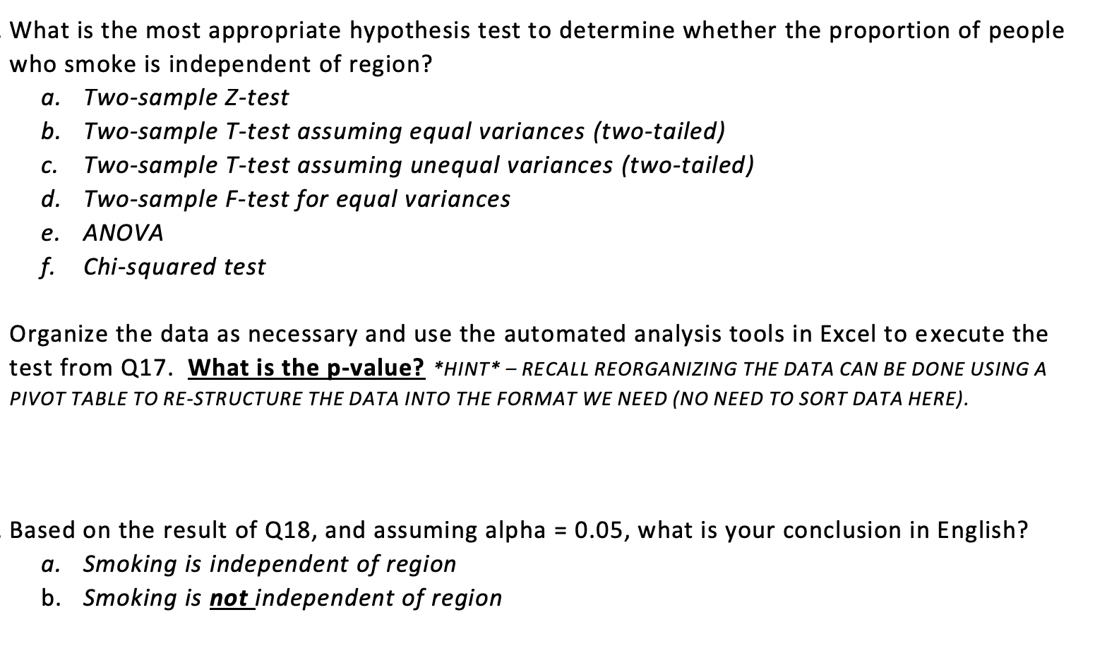 Solved What is the most appropriate hypothesis test to | Chegg.com