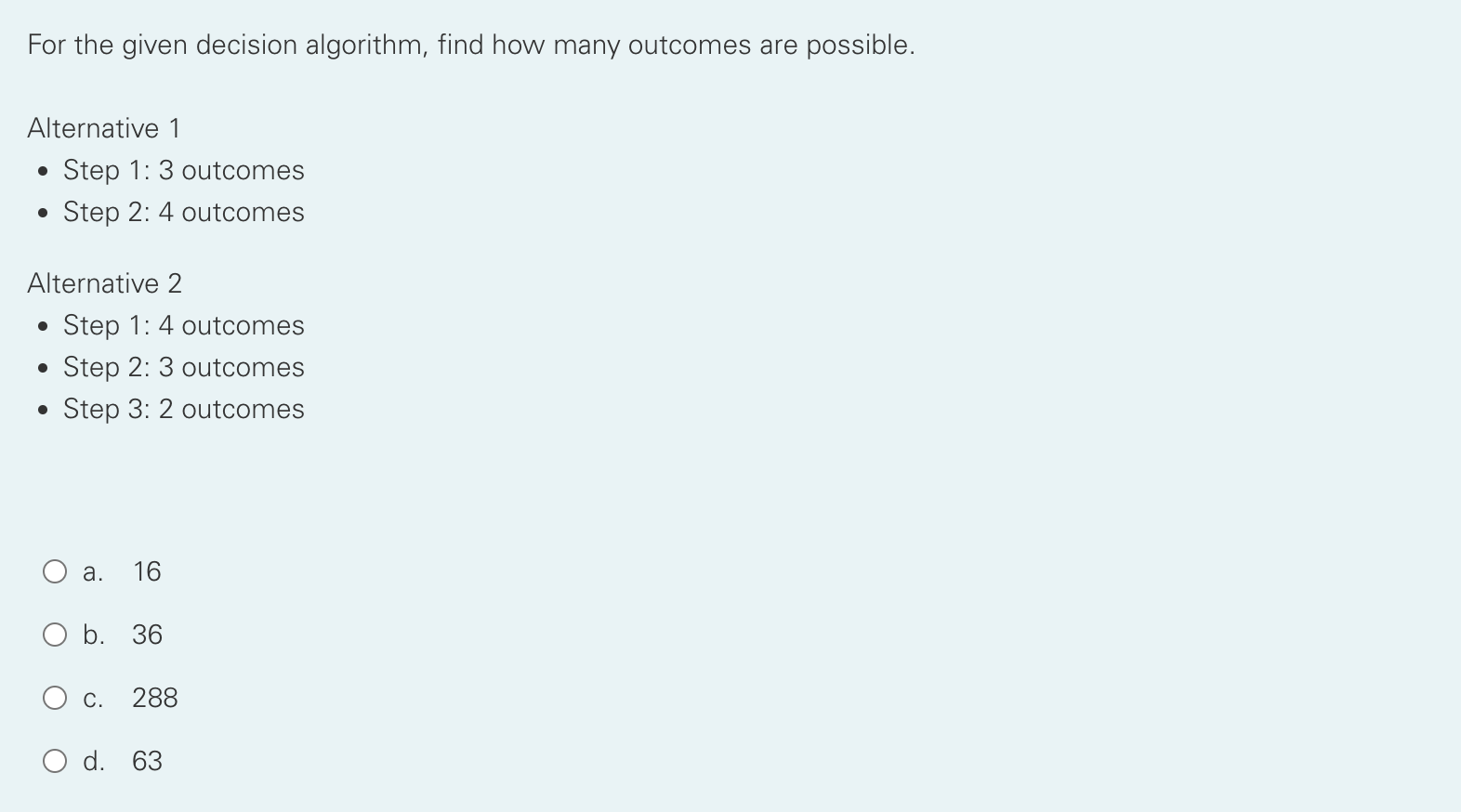 Solved For the given decision algorithm, find how many | Chegg.com
