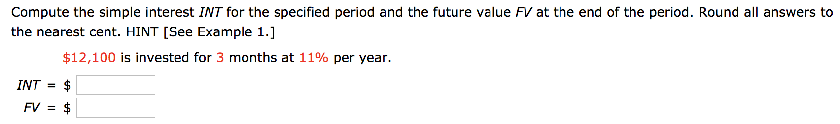 Solved Compute the simple interest INT for the specified | Chegg.com