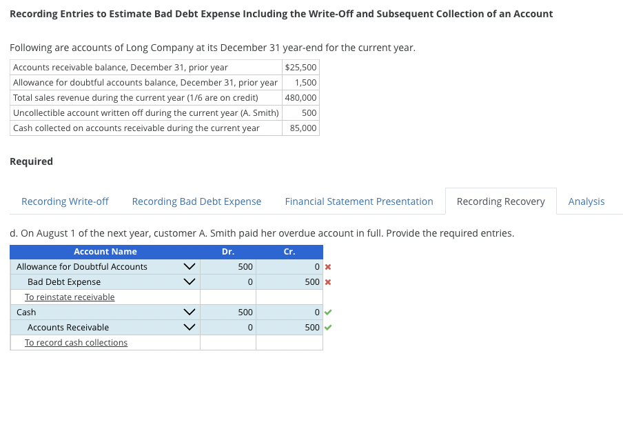 Solved Recording Entries to Estimate Bad Debt Expense | Chegg.com
