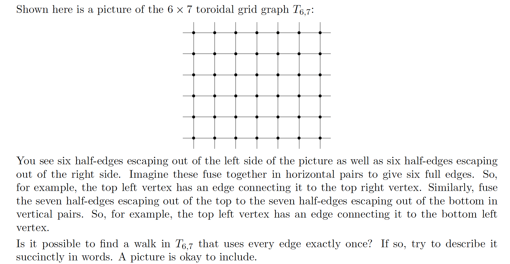 Solved Shown here is a picture of the 6×7 toroidal grid | Chegg.com