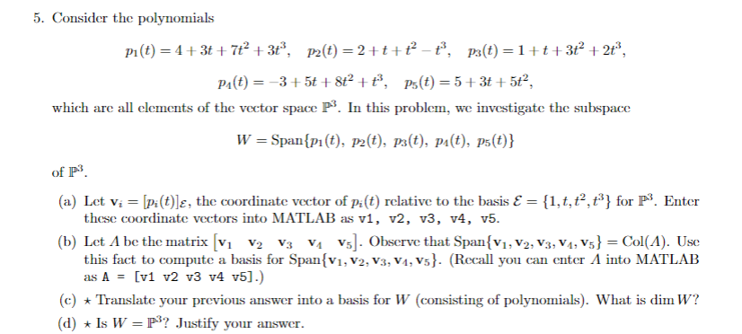 Solved 5. Consider the polynomials | Chegg.com