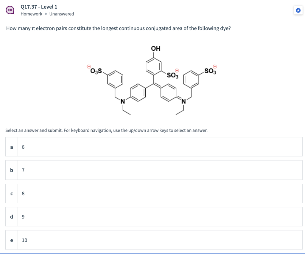 Solved How many π electron pairs constitute the longest | Chegg.com