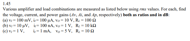 Solved Various amplifier and load combinations are measured | Chegg.com