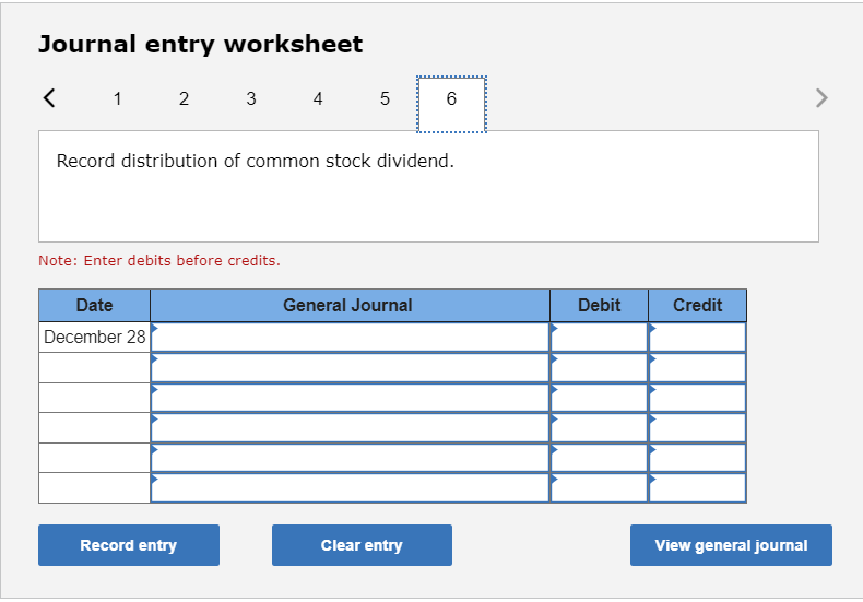 Solved Journal entry worksheet Record distribution of common | Chegg.com