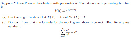 Solved Suppose X has a Poisson distribution with parameter | Chegg.com