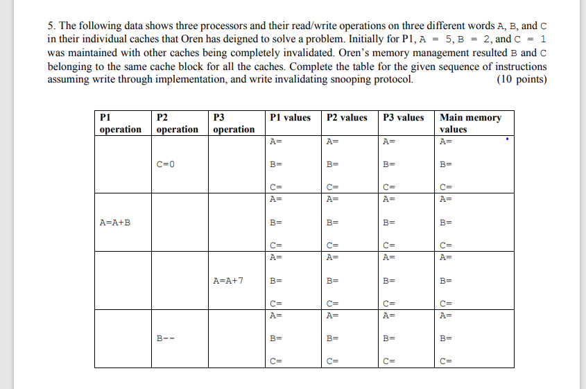 Solved 5. The following data shows three processors and | Chegg.com