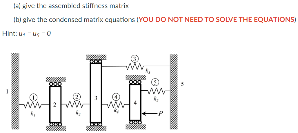 Solved (a) give the assembled stiffness matrix (b) give the | Chegg.com