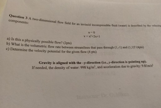 Question 3 A two-dimensional flow field for an | Chegg.com