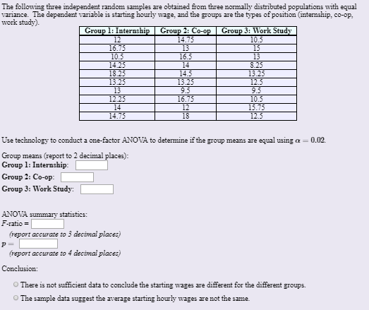 Solved The following three independent random samples are | Chegg.com