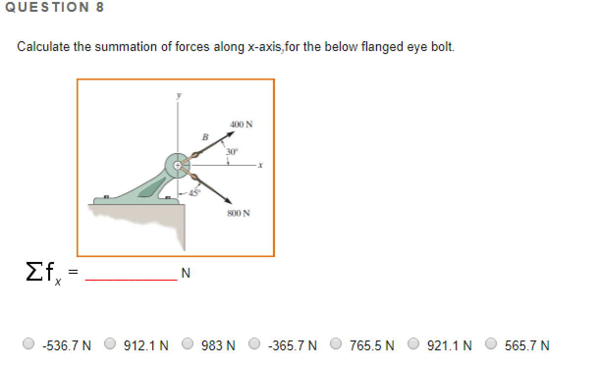 Solved QUESTION 8 Calculate the summation of forces along | Chegg.com