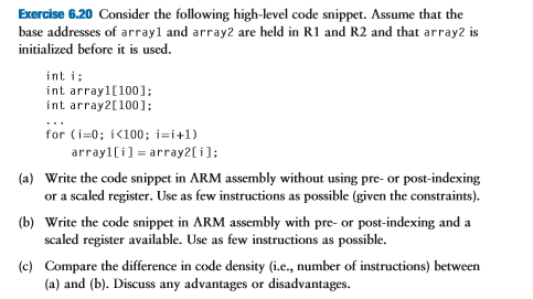 Solved Exercise 6.20 Consider the following high-level code | Chegg.com