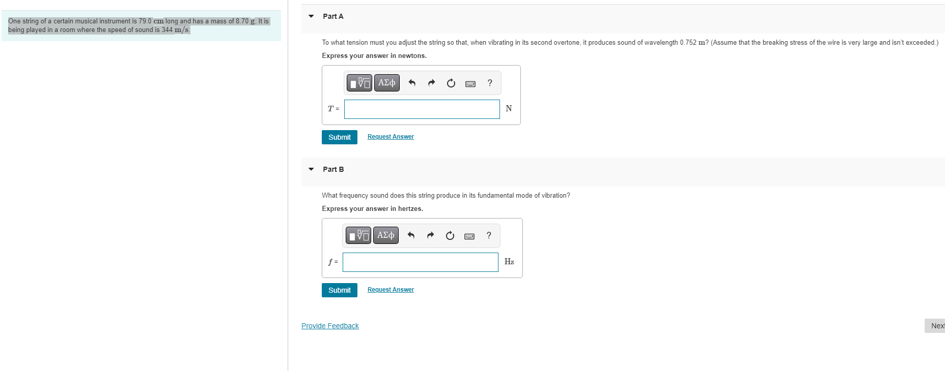Solved One string of a certain musical instrument is 79.0 cm | Chegg.com
