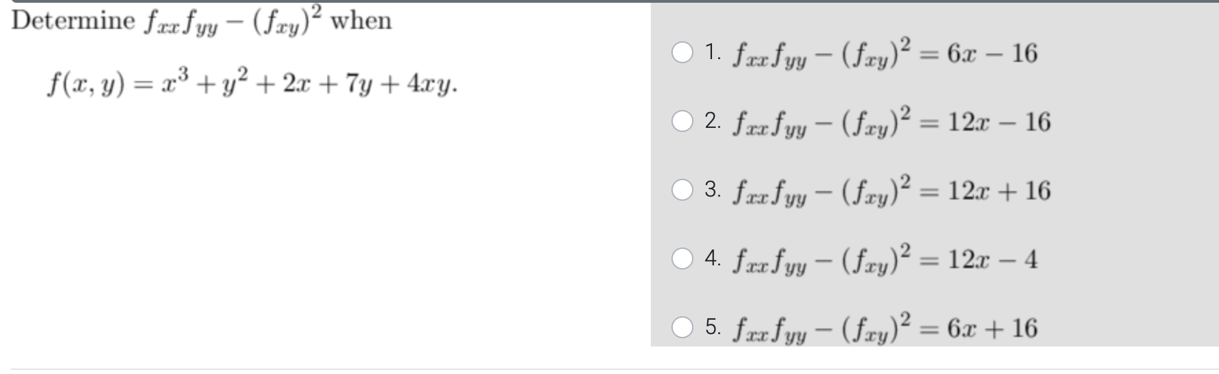 Solved Determine f.xxfyy – (fxy)2 when f(x, y) = x3 + y2 + | Chegg.com