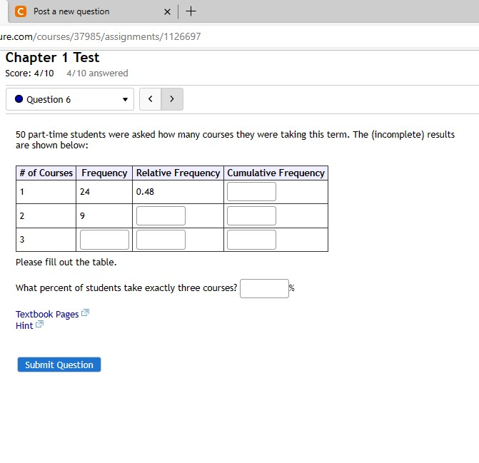 Solved 50 part-time students were asked how many courses | Chegg.com