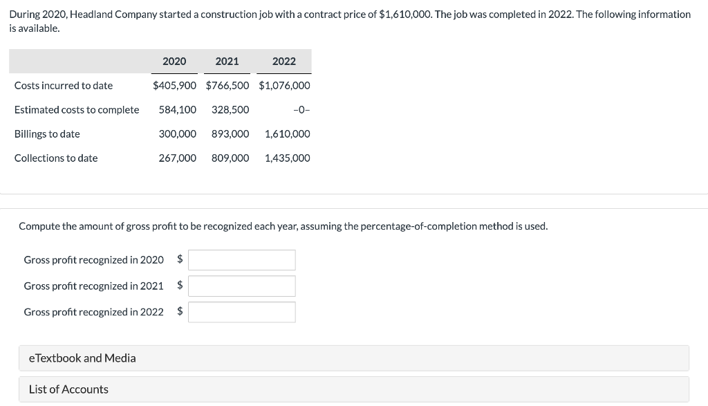 Solved During 2020, Headland Company started a construction | Chegg.com