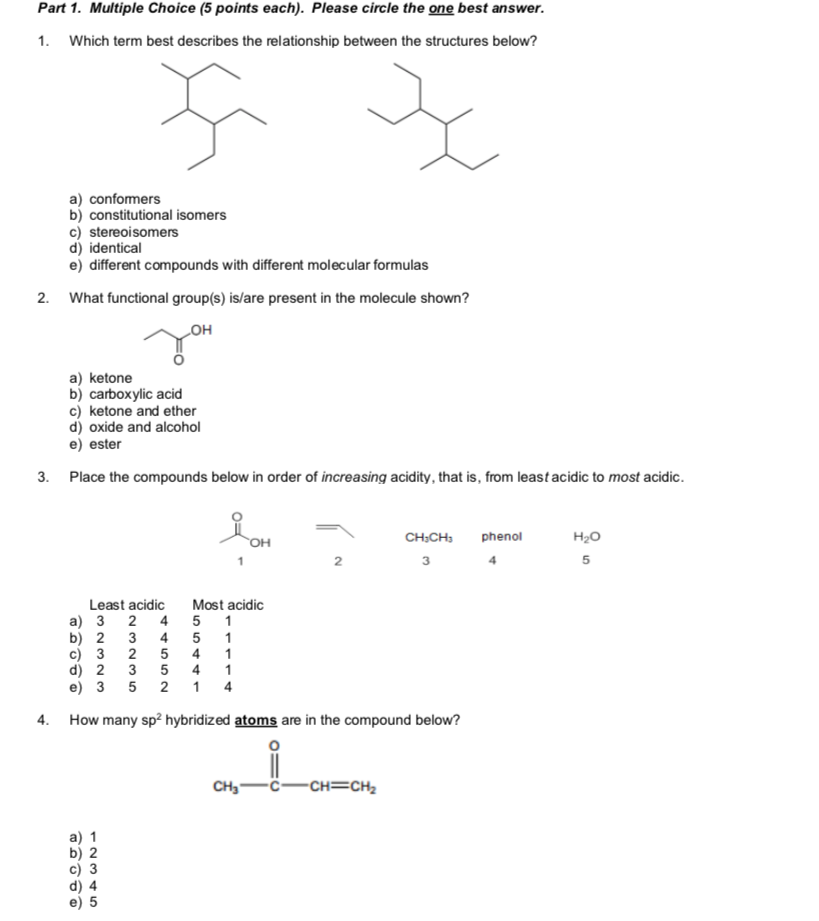 Solved Part 1. Multiple Choice (5 points each). Please | Chegg.com