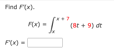 Solved Consider the following. F(x)=∫0x(t+3)dt (a) Integrate | Chegg.com