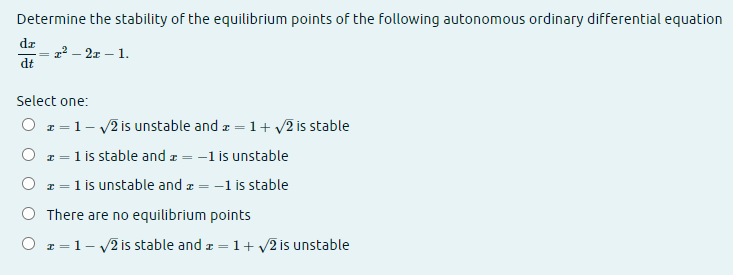 Solved Determine the stability of the equilibrium points of | Chegg.com