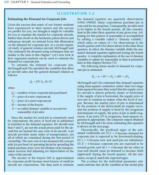 Solved 248 CHAPTER 7 Demand Estimation and Forecasting when | Chegg.com