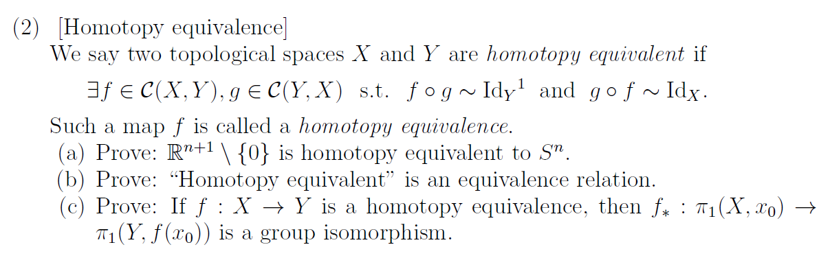 Solved (2) Homotopy equivalence) We say two topological | Chegg.com