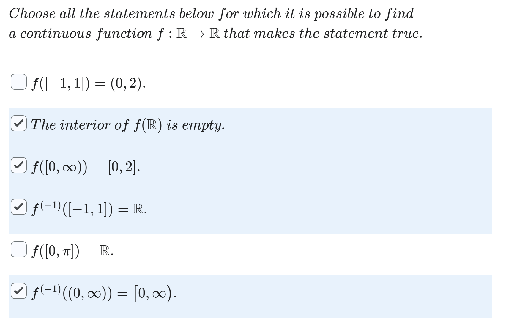 Solved Choose all the statements below for which it is | Chegg.com