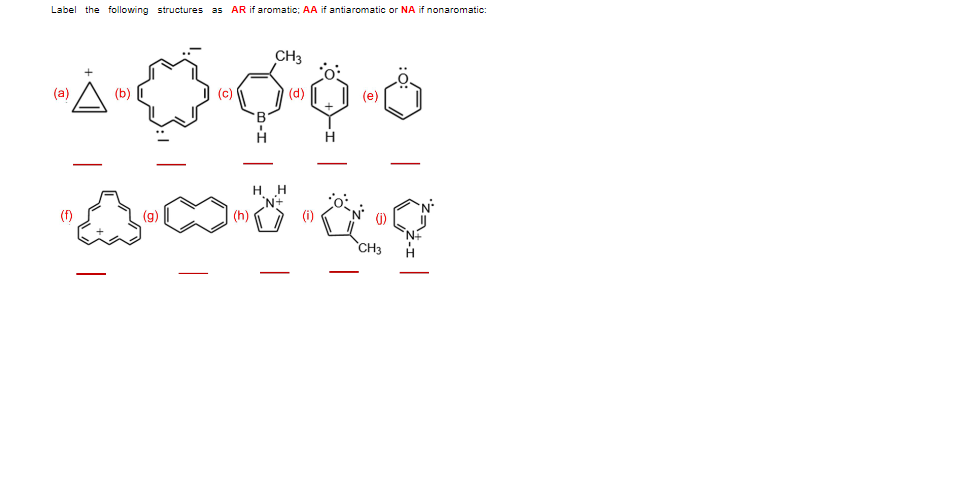 Solved Label the following structures as AR if aromatic: AA | Chegg.com